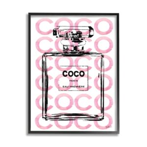 stupell industries glam perfume bottle with words pink black framed giclee texturized art, proudly made in usa, 11 x 14