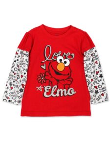 sesame street elmo girls long sleeve shirt for infant and toddler red