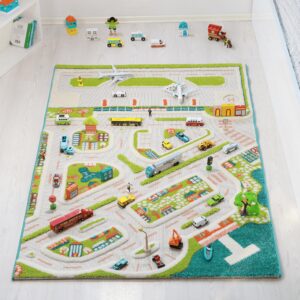 ivi 3d play carpets mini city 59" l x 39" w educational toddler car mat rug for bedroom, kids den, or playroom