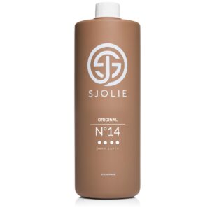 sjolie spray tan solution - no. 14 - dark depth tanning spray | hydrating sunless tanner for long lasting, dark bronze finish (32oz)