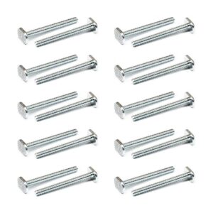 powertec 1/4"-20 t track bolts 20 pack for t track, 2-1/2 inch long t slot bolts for universal t track, t track accessories for woodworking jigs and fixtures (qtb1005)