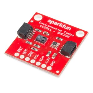 sparkfun environmental combo breakout -ccs811/bme280 (qwiic) -provides barometric pressure humidity temperature tvocs equivalent co2 (eco2) levels via i2c operates 3.3v no solder polarized connectors