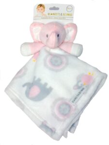 blankets and beyond baby plush elephant security blanket pink white grey nunu