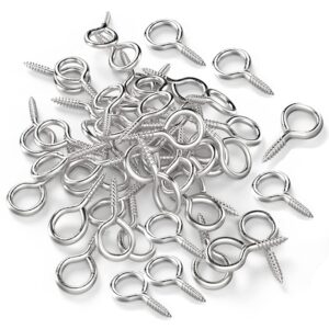 axe sickle silver 1 inch screw eyes metal eye hooks small eyelet screws, 100 pcs