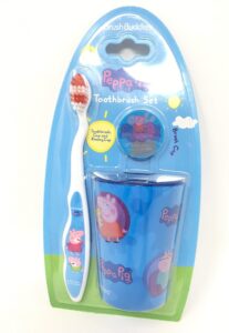 party favor 3pcs peppa pig toothbrush cap & rinsing cup set, blue