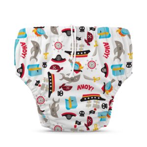 charlie banana baby reusable and washable swim diaper for boys or girls, pirate, medium