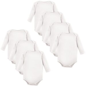 luvable friends unisex baby cotton long-sleeve bodysuits, white 7-pack, 0-3 months