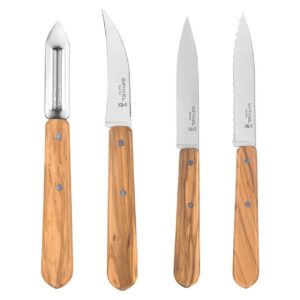 opinel essentials kitchen knife box set - olive wood