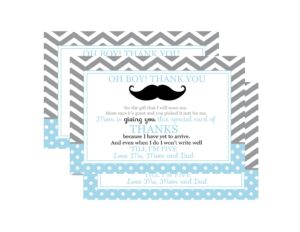 mustache baby shower thank you postcard set of 15