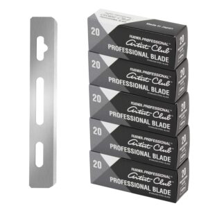 feather artist club professional razor blades - (5 pack of 20) - single straight edge razor blade refills for shaving - for men & barbers