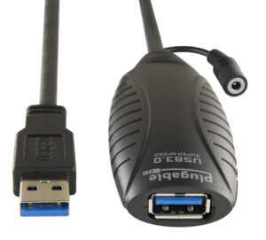 plugable 10 meter (32 foot) usb 3.0 active extension cable with ac power adapter, back-voltage protection, and driverless technology