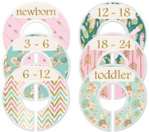 mumsy goose nursery closet dividers, closet organizers, baby girl clothes dividers pink gold