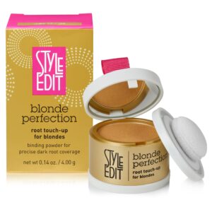 root touch up powder by style edit | temporary color for dark blonde hair with highlights, grays, thinning areas, and hairline | mineral-infused concealer | 0.14 oz.