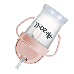 weighted straw cup | zoli bot straw sippy cup blush pink, most loved training cup, toddler transition cup, sippy cup with handles