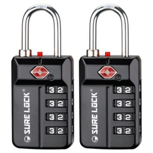 tsa approved travel luggage locks, open alert combination lock for school office & gym locker,toolbox, pelican case,easy read dials- 1, 2 & 4 pack (1, black 2 pack)