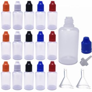 joywee 30 pack, 30ml empty plastic ldpe dropper bottle funnel eliquid applicator squeeze dropping bottle thin tip with childproof cap