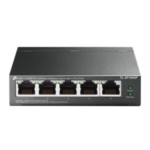 tp-link tl-sf1005p | 5 port fast ethernet poe switch | 4 poe+ ports @67w | desktop | plug & play | sturdy metal w/ shielded ports | fanless | extend & priority mode