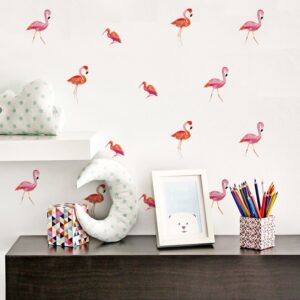 hacaso 24 pcs 2.3 by 3.5 inches flamingo wall decal sticker for home decor -diy home decor vinyl flamingo nursery room wallpaper