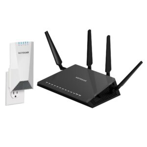 netgear nighthawk x4s wall-plug tri-band wifi mesh extender (ex7500) with netgear nighthawk x4s - ac2600 4x4 mu-mimo smart wifi dual band gigabit gaming router (r7800)