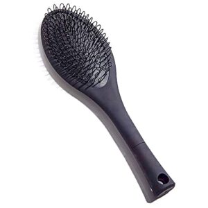 the hair shop black loop brush - salon professional grade with matted black and ergonomic design - safe detangler tool for 100% remy human and synthetic hair extensions and wigs