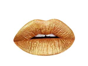 aromi gold digger metallic liquid lipstick, bronze yellow lip color with shimmery finish, long-lasting makeup, handmade (gold digger)