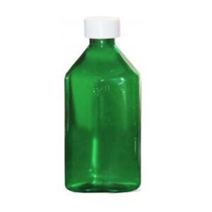 pharmacy bottle - oval plastic bottle - 8 oz - green - child resistant caps - 12 pcs (medicine bottle, prescription bottle, liquid medicine) by amexdrug