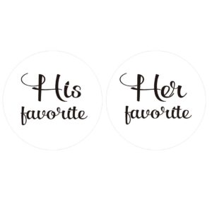 80-pack- 2” white his favorite & her favorite wedding stickers, wedding favor stickers labels