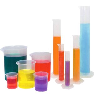 buytra 5 sizes clear plastic graduated cylinders (10 25 50 100 250ml) 5 pack plastic beakers set- 50, 100, 250, 500, 1000ml