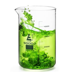 eisco beaker, 5000ml - borosilicate glass, low form, with spout - 500ml graduations