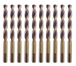 hss drill bits 7/32 in. jobber twist parabolic flute golden/black 3-flat shank drill steel metal-10pcs