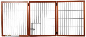 carlson pet products design paw extra tall 62-inch super wide 3 panel premium wooden pet gate,brown