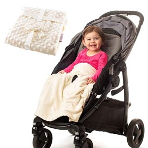 non-slip stroller blanket - stays in place, off the floor, out of stroller wheels. light spring soft cream baby blanket for infant and toddlers, universal fit for all strollers and car seat