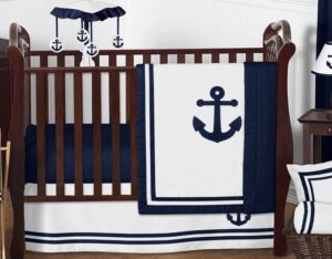 sweet jojo designs anchors away nautical navy and white boys baby bedding 11 piece crib set