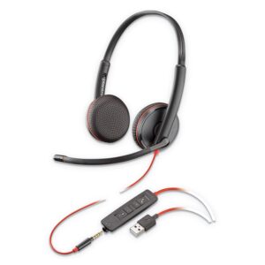 plantronics blackwire 3225 usb-a headset, on-ear mono headset, wired