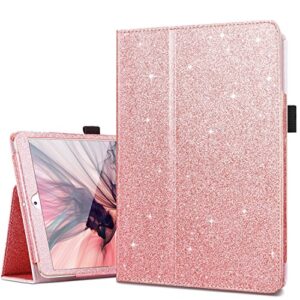 fingic for ipad mini 5 case 2019, ipad mini 1 2 3 case with pencil holder glitter sparkle pu leather folio stand protective cover with auto sleep/wake for ipad mini 5/3/2/1, rose gold