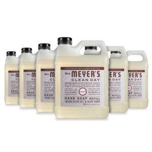 mrs. meyer's clean day hand soap refill, made with essential oils, biodegradable formula, lavender, 33 fl. oz - pack of 6