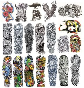 dalin extra large temporary tattoos full arm and half arm tattoo sleeves for men women 20 sheets