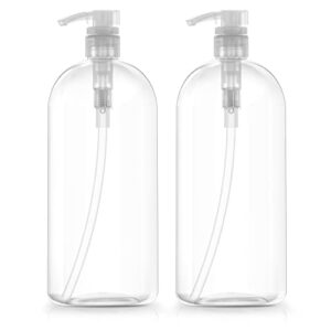 bar5f empty shampoo bottles with pumps dispenser 32 oz (1 liter) leak-proof large empty refillable bpa-free 2-pack