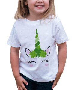 7 ate 9 apparel girl's st patrick's day unicorn t-shirt 2t white