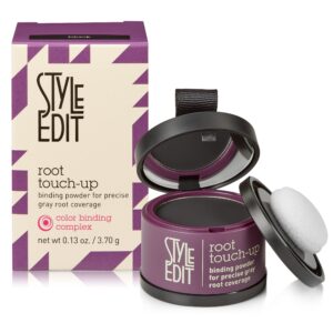 root touch up powder for black hair by style edit | cover color grays and roots coverage concealer mineral infused binding hairline