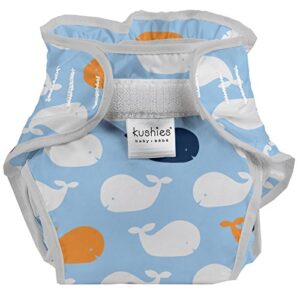 kushies baby infant waterproof diaper wrap, blue whales