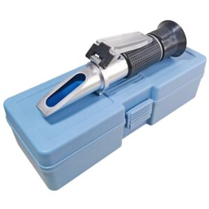 agriculture solutions antifreeze refractometer displaying in fahrenheit for checking freezing point of automobile antifreeze systems and battery fluid condition. battery acid, glycol, coolant, antifreeze tester