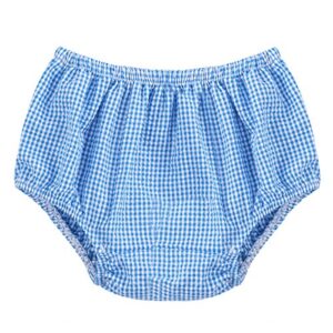 baby girls' boys unisex soft cotton ruffle basic diaper cover bloomers for toddler girl shorts briefs panty underwear panties plaid blue one size