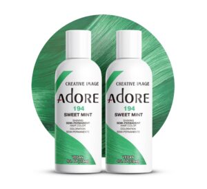 adore semi permanent hair color - vegan and cruelty-free green hair dye - 4 fl oz - 194 sweet mint (pack of 2)