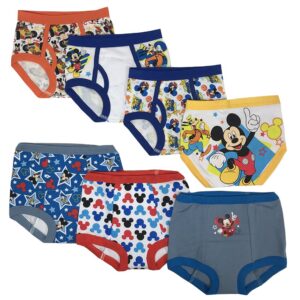 disney boys mickey mouse pants starter kit with stickers & tracking chart sizes 18m, 2t, 3t, 4t baby and toddler potty training underwear, 7-pack starter kit (3 training pants+4 briefs), 3t us