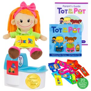 potty training with tot on the pot, complete system includes parent's guide, children's book, potty doll, toy potty & activity reward cards, pediatrician recommended & play based learning (katie)