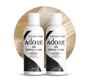 adore semi permanent hair color - vegan and cruelty-free clear hair dye - 4 fl oz - 010 crystal clear (pack of 2)