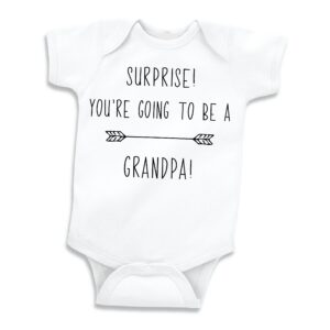 bump and beyond designs baby-girls suprise pregnancy announcement to grandpa newborn leotard white, 0-3 months