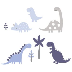 bedtime originals roar dinosaur wall appliques, blue/gray