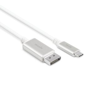 moshi usb c to displayport cable 1.5m/5ft, support 5k@60 hz, 4k hdr, vesa certified, aluminum housing, thunderbolt 3 compatible (ensure monitors accept displayport signal)